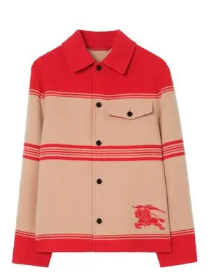 Burberry Striped Wool Nylon Jacket - Crayon Red