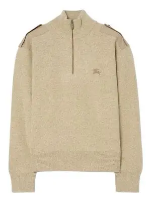 Burberry Wool Cashmere Half-zip Sweater - Hamper Beige
