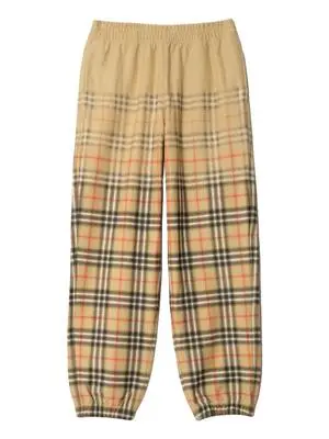 Burberry Gradient Check Cotton Jogging Pants - Sand Beige
