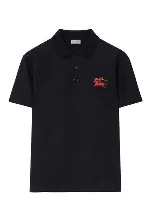 Burberry Cross Stitch Ekd Cotton Polo Shirt - Navy