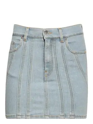 MUGLER High-waisted Denim Skirt - Blue