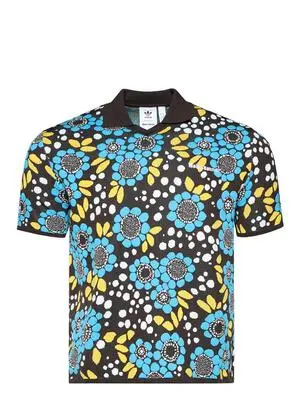 Adidas X Wales Bonner Knit Polo Shirt Blue Floral - Multi