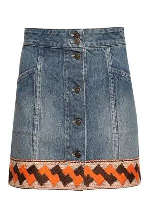 Valentino Garavani Embroidered Mini Denim Skirt - Blue
