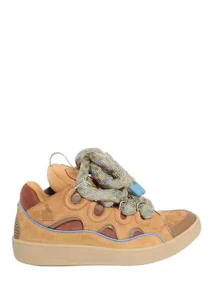 LANVIN Leather Curb Sneakers With Snake Laces Camel