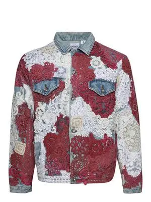 EARTHLING VIP Crochet Lace Denim Jacket - Multi