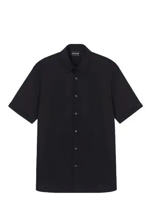 Emporio Armani Short-sleeved Pima Cotton Shirt - Black