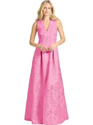 Sachin & Babi Brooklynne Floral Cloque Gown Pink
