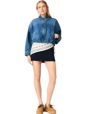 Maje Denim Bomber Jacket - Blue
