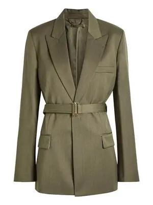 Victoria Beckham Belted Twill Blazer - Sage