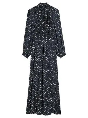 Rixo Paige Polka Dot Silk Midi Dress - Navy