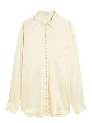 Stella McCartney Faux Pearl-embellished Satin Shirt - Cream