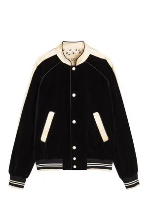 Valentino Garavani Satin-trim Velvet Bomber Jacket - Black