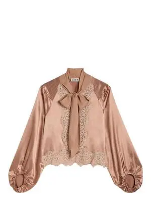 Rixo Nalani Lace-trimmed Satin Blouse - Pink