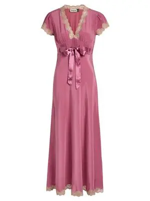 Rixo Marlice Lace-trimmed Silk Midi Dress - Dark Pink