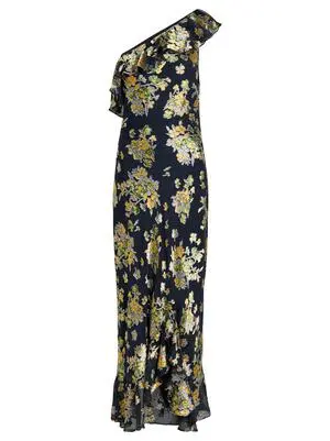 Rixo Floral One-shoulder Chiffon Midi Dress - Multicoloured