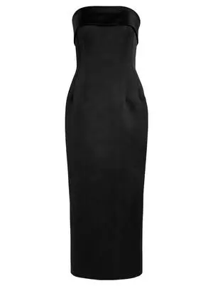 EMILIA WICKSTEAD Keeley Strapless Satin Midi Dress - Black