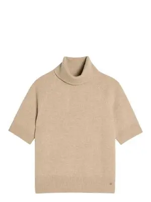 ANINE BING Jackson Roll-neck Cashmere Top - Light Brown