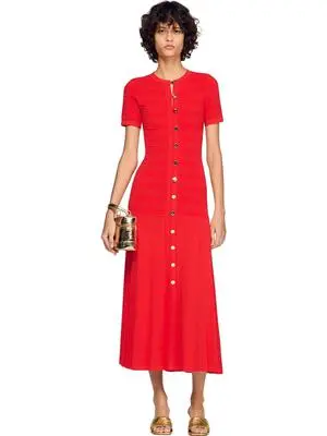 Sandro Knit Maxi Dress - Red