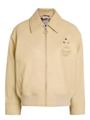 AN-Y1 Logo-appliquéd Leather Bomber Jacket - Beige