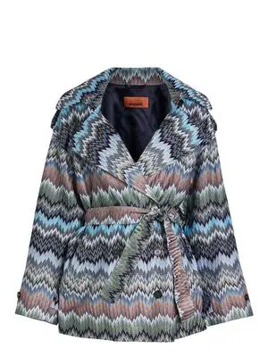 Missoni Zigzag Belted Fine-knit Trench Jacket - Multicoloured