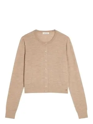 ANINE BING Wool And Cashmere-blend Cardigan - Taupe