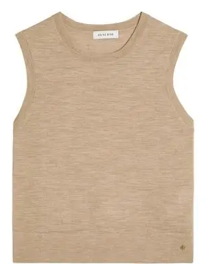 ANINE BING Moni Wool And Cashmere-blend Tank - Taupe