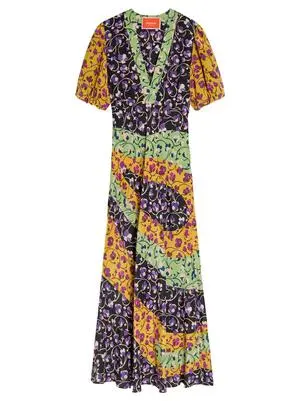 LA DOUBLEJ Marlene Floral-Print Silk Maxi Dress