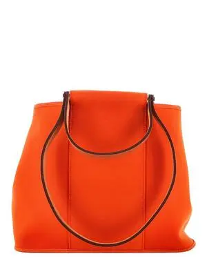HERMES 32 Cabag Handbag Toile And Leather - Orange