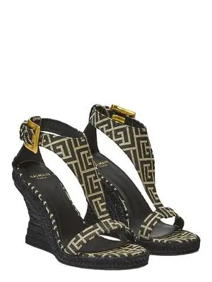 Balmain Anthem Wedge Espadrilles - Black