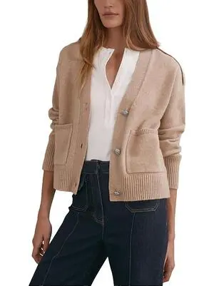 REISS Maya Cardigan Sweater - Beige Beutral
