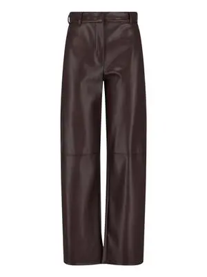 Max Mara Eco-leather Straight Leg Trousers - Brown