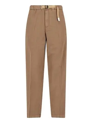 WHITE SAND Belted Lyocell And Linen-blend Pants - Brown