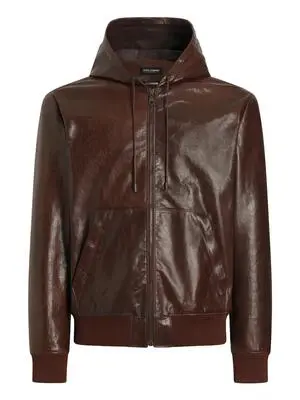 Dolce & Gabbana Hooded Leather Jacket - Brown
