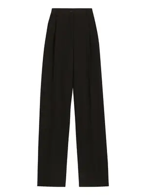 Dolce & Gabbana Flared Wool Gabardine Tuxedo Trousers - Black