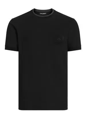 Dolce & Gabbana Technical Piqué T-shirt With Embroidery - Black