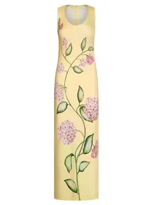 Oscar De La Renta Porcelain Flower Maxi Dress - Yellow
