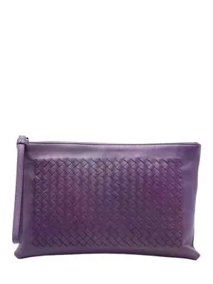 Bottega Veneta Nappa Intrecciato Wristlet Clutch Bag - Purple