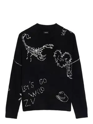 Zadig&Voltaire Baba Embroidered Crew-neck Sweater - Black