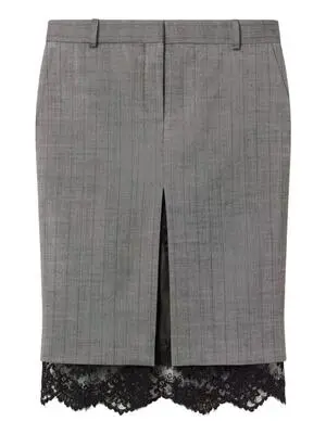 Stella McCartney Lace Trim Midi Skirt - Grey