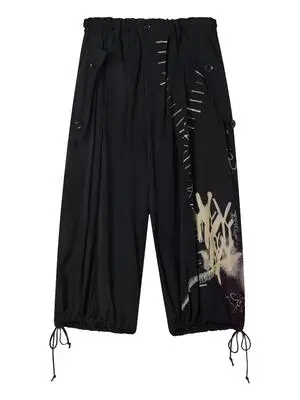 Y’s Printed Drawstring Trousers - Black