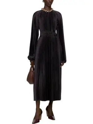 JOSEPH Ortiz Pleated Smocked Midi Dress - Black