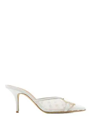 MALONE SOULIERS Missy Floral Buckle Mules - White
