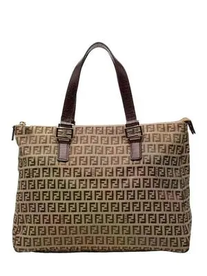 Fendi 2000-2010 Zucchino Canvas Tote Bag - Brown