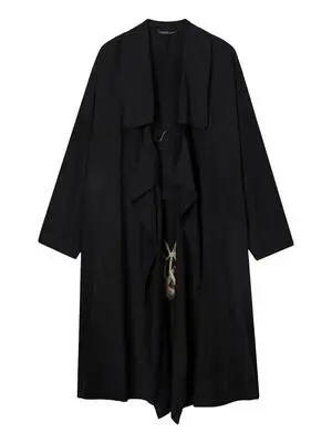 Y’s Printed-collar Coat - Black