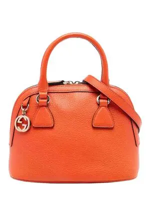 Gucci Leather Gg Charm Dome Satchel - Orange