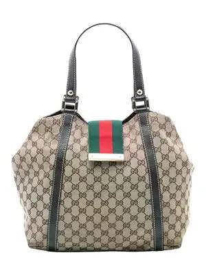 Gucci Gg Canvas Web Tote Bag - Brown