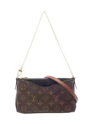LOUIS VUITTON 2016 Monogram Pallas Clutch Satchel - Brown