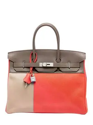 Hermès Tricolor Clemence And Swift Birkin Cascade Retourne 35 Handbag - Pink