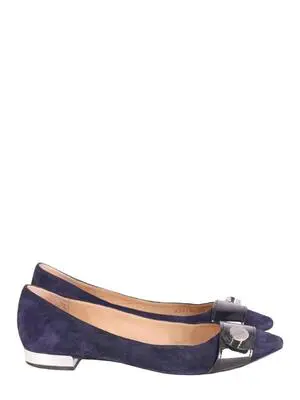 Emporio Armani Point-toe Ballerina Shoes With Block Heel - Blue
