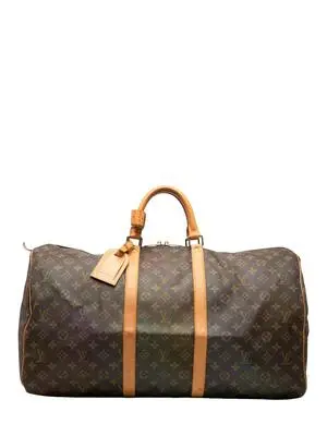 LOUIS VUITTON 1990 Monogram Keepall 55 Travel Bag - Brown